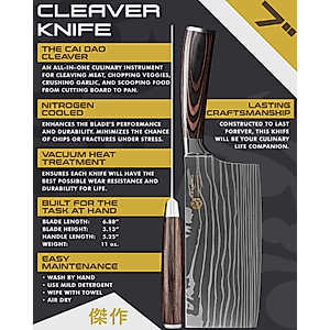 KESSAKU 7-Inch Cleaver Butcher Knife & 6-Inch Boning Knife Set - Dynasty Series - German HC Steel - G10 Full Tang Handle