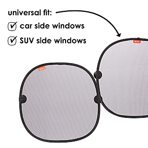 Diono Sun Stoppers Car Window Shades 2 Pack, Car Sun Shade for Side Window with Suction Cups, Blocks Sun Glare UV Rays Perfect for Baby, Kids, Pets Protection