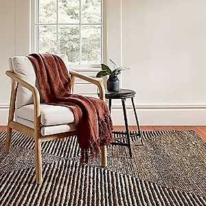 Dash & Albert Kelan Handwoven Jute Rug, 8 X 10 Feet, Black/Neutral Geometric Pattern