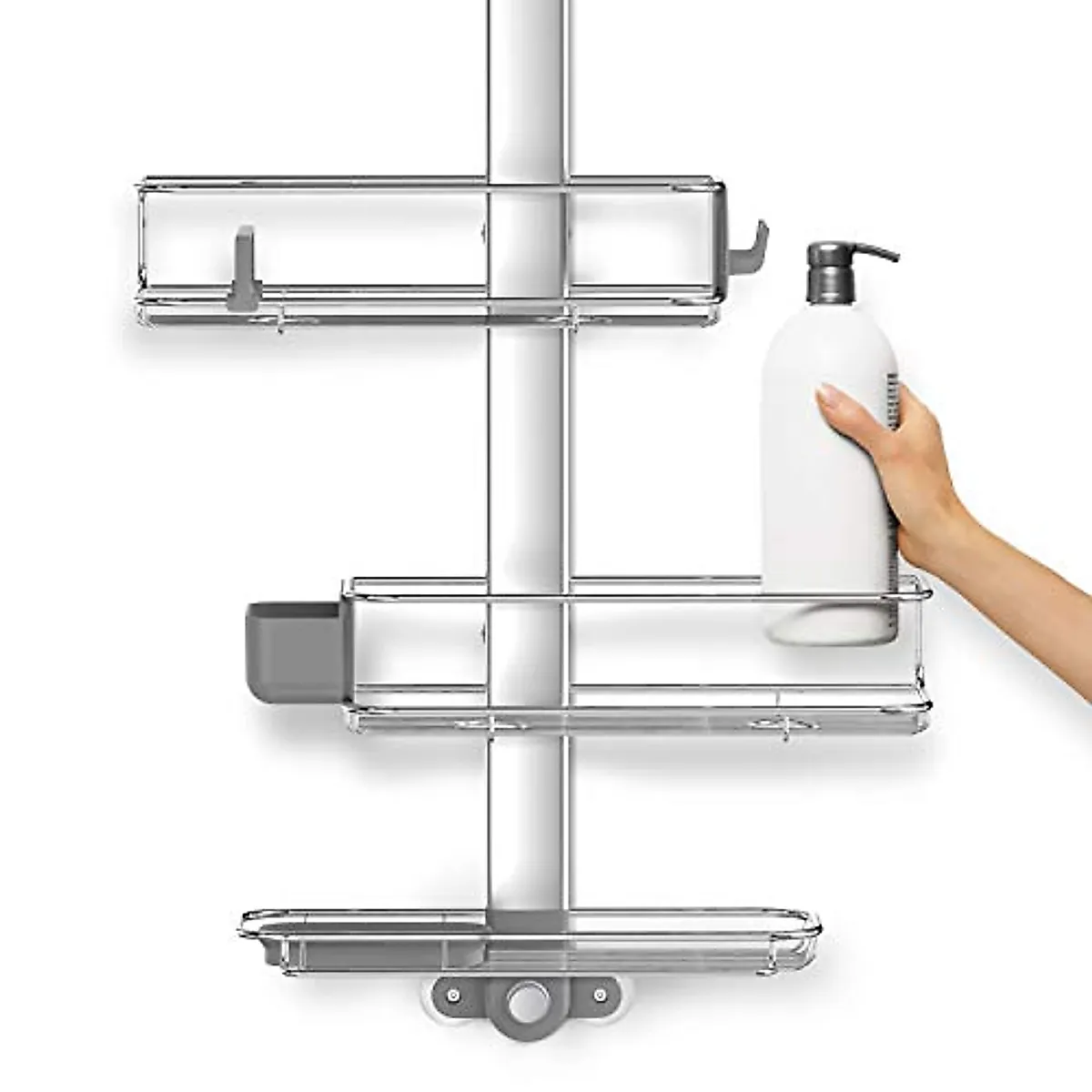 simplehuman Adjustable and Extendable Shower Caddy Large, Stainless Steel and Anodized Aluminum