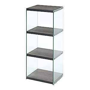 Convenience Concepts SoHo 4 Tier Tower Bookcase, Weathered Gray