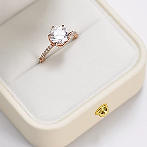 Oirlv Elegant White Ring Box Leather Engagement Ring Box Jewelry Gift Box for Wedding Proposal Velvet Interior Ring Case