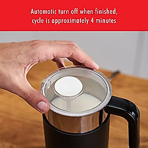 ZWILLING Enfinigy Milk Frother, Hot and Cold Foam Electric Milk Frother, Velvety, Creamy Microbubbles for Milk and Plant-based Milk Substitutes - Black