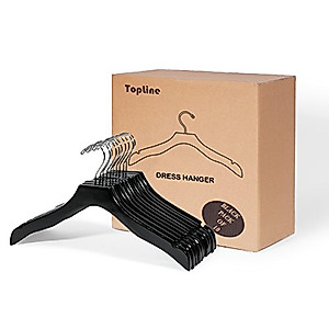 Topline Classic Wood Bridal Dress Hangers - Black Finish (10-Pack)