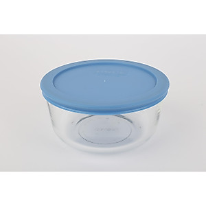 Utensilux Bundle of Pyrex Glass Storage Containers with Lids, Pyrex 4 Cup With Airforce Blue Lids Pack of 3, With Chalkboard Labels With Chalk Pen