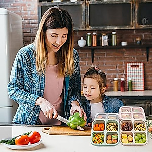 Luriseminger 4 Pack Bento Lunch Box，4 Compartment Snack Containers，Divided Bento Snack Box，Meal Prep Containers Kids/Toddle/Adults,Food Storage Containers for School, Work and Travel