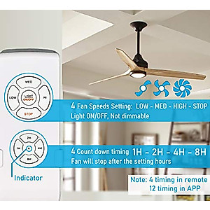 Smart WiFi Ceiling Fan Remote Control Kit, Universal Fan Remote, Controlled by Remote/WiFi/Voice, 3 Speeds 12 Timing, Compatible with Alexa, Google Assistant, Smart Life App, No Hub Required