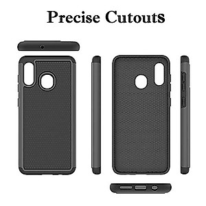 Dahkoiz for Samsung Galaxy A20/A30 Case with Tempered Glass Screen Protector, Dual Layer Drop Protection Cover Protective Phone Case for Samsung Galaxy A20/A30, Black