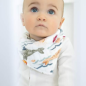 Bebe au Lait Classic Muslin Bandana Bib Set, Narwhal and Hello Sunshine , 2 Count (Pack of 1)