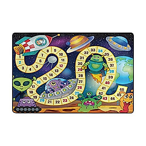 ALAZA My Daily Outer Space Theme Board Game Kids Area Rug 2 x 3 Feet, Living Room Bedroom Kitchen Decorative Lightweight Foam Printed Rug