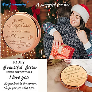 Friend Mirror to My Sisters Frosted Compact Mirror from Sister Brother Friendship Graduation wedding Gifts for Her Best Friend Birthday Gifts,Sentimental Friend Gift Ideas for Sisters Women