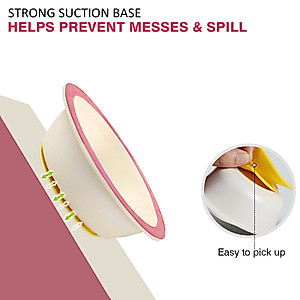 Greentainer 5 PC Kids Toddler Dinnerware Sets Bamboo Toddlers Dishes Set Kids Feeding Plates and Bowls Sets with Sunction and Utensil Flatware Durable & BPA Free