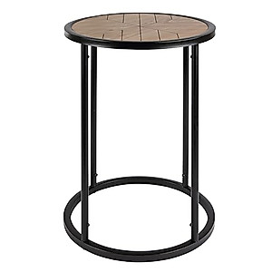Canarm Birkett Round Metal Side Table, 15.75" W x 15.75" H x 23.63" D - Casual Living Room & Bedroom Pedestal End Table in Brown with Easy Assembly