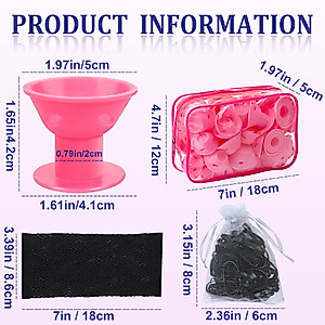 36 Pcs Magic Hair Rollers Heatless Silicone Hair Curlers 0.79 inch Self Grip DIY Hair Styles for Long Medium Short Hair Women Girls with 1 Net Cap 1 Zipper Bag 100 Rubber Bands Pink