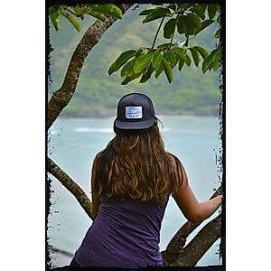 LPG Apparel Co. Mahi Vibes Cali Style Snapback Flat Brim Fishing Art Patch Series Baseball Hat Black, Large