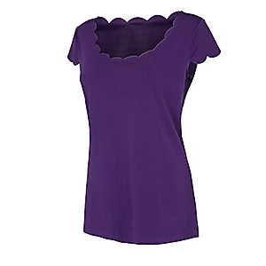 Women's Short Sleeve Shirt,Casual Round-Neck Blouse Flowy Loose Tank Tops Solid Color Tunic Plain Summer Plus Size Tee