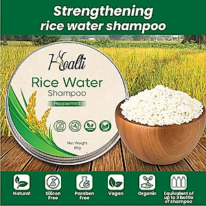 Healti Rice Water Shampoo and Conditioner - Rice Water for Hair Growth Moisturizing, Dry Damaged Hair, Vegan, pH Balance | Thickening Formula for Hair Loss Treatment