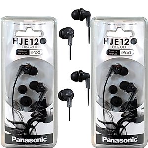 Panasonic RPHJE120 in-Ear Headphone, (2 Pack, Black)