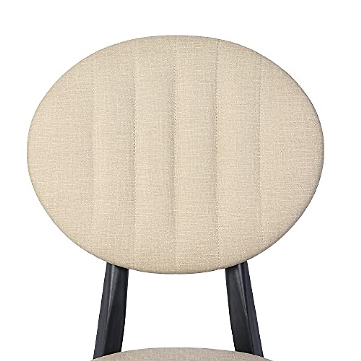 LUCKYERMORE Leather Dining Room Chair Set of 2 Heavy Duty Kitchen Chair Upholstered Vinyl Dining Chair with Round Back Modern Industrial Metal Frame 500LBS Weight Capacity,Black+Beige