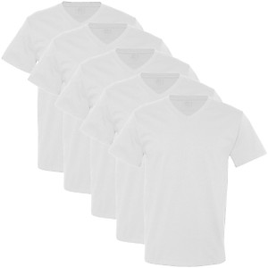 Fruit of the Loom Men's V-Neck Tee , White, X-Large(Pack of 5)