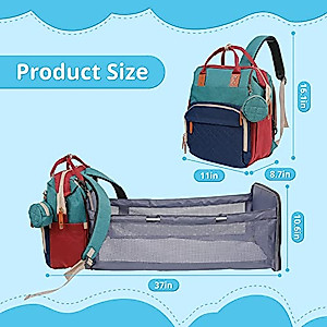 PHEENOWL Diaper Bag Backpack, Waterproof Portable Travel Backpack Tissue Pocket Changing Pad Newborn Baby Essential Baby Bags (Multicolor)