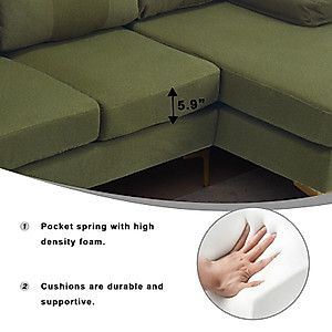 SZLIZCCC Modern Sofa Couch L-Shaped Sofas, Convertible Sleeper Sofa, Living Room Chaise Longue, Living Room Bedroom Home Office Combination Sofa(80" L Grenn)