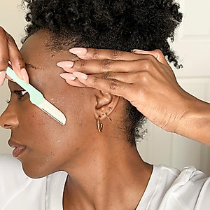 Contours Rx Derma Blades - Facial Razor & Dermaplaning Tool for Peach Fuzz, Bikini Line, Eyebrows, Arms and Neck - Portable Stainless Steel Face Razors with Foldable Handle (3pk)