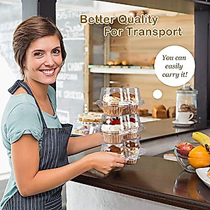 HIMETSUYA 2 Cavity Cupcake Boxes-Stackable Regular Cupcake Carrier Holder, Thicker Clear Cupcake Boxes, Non-slip High Topping Cupcake Containers for Cupcakes, Muffins (50)