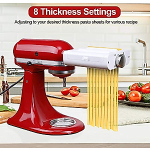 Pasta Maker Attachment for KitchenAid Stand Mixers -3 in 1 Set Pasta Attachments includes Pasta Roller, Spaghetti Fettuccine Cutter, Pasta Machine Attachment Accessories for KitchenAid