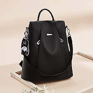 iFOXER Women Backpack Purse Waterproof Nylon Anti-theft Rucksack Lightweight Shoulder Bag (black)