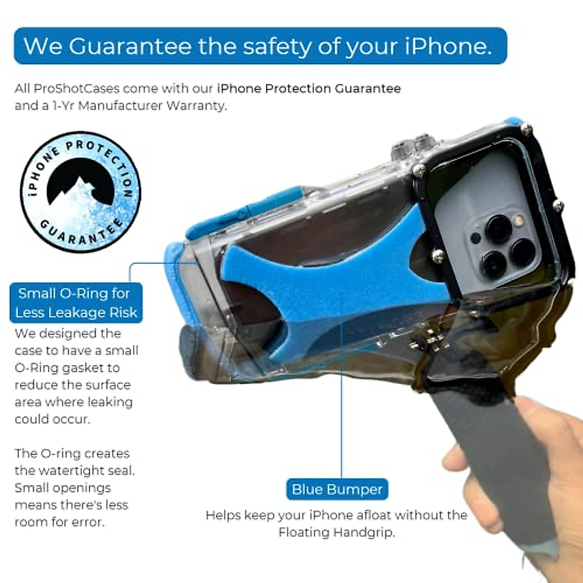 ProShot Dive - Underwater iPhone Housing Rated to 130ft/40m. Universal Waterproof iPhone Case, Compatible with All iPhones. Fits iPhone 6s - iPhone 14 Pro Max. Scuba Diving and Snorkeling iPhone Case.