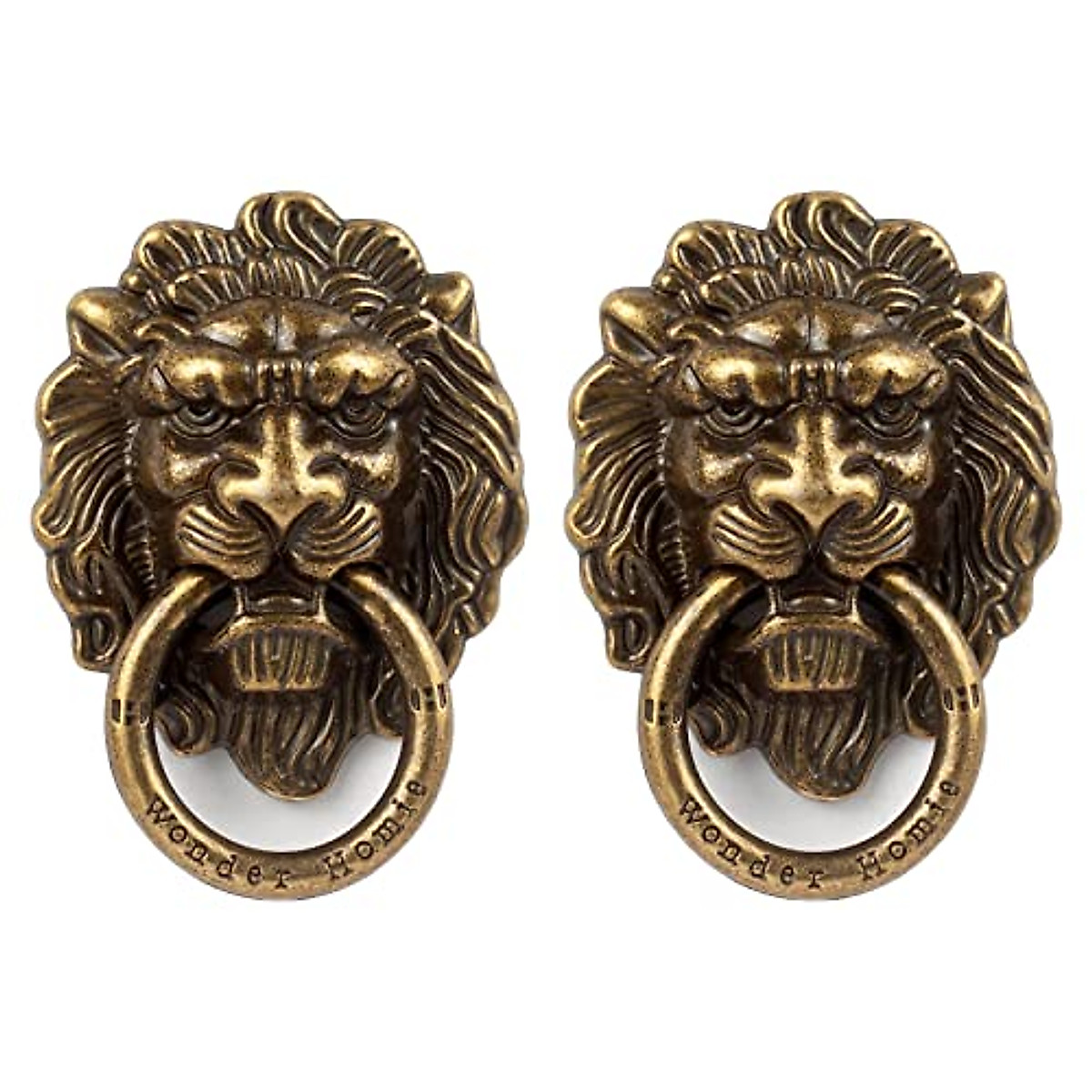 [2 Pack] Lion Head Cell Phone Ring Holder Stand, Finger Ring Kickstand with Polished Metal Phone Grip, Smartphone Accessories（Bronze）