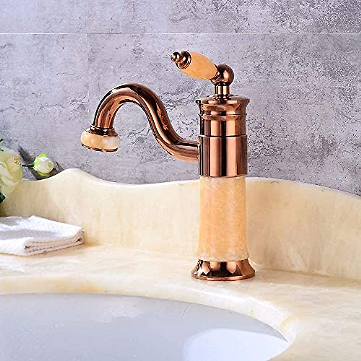 WHLMYH Sink Tap，Kitchen Bathroom Sink Tap，Bathroom Kitchen Leak Proof Faucet,Save Now Water,Ceramic Single Hole Valve Single Handle Bath
