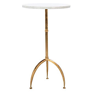 Safavieh Home Collection Mikhail and Iron End Table, White/Gold Granite
