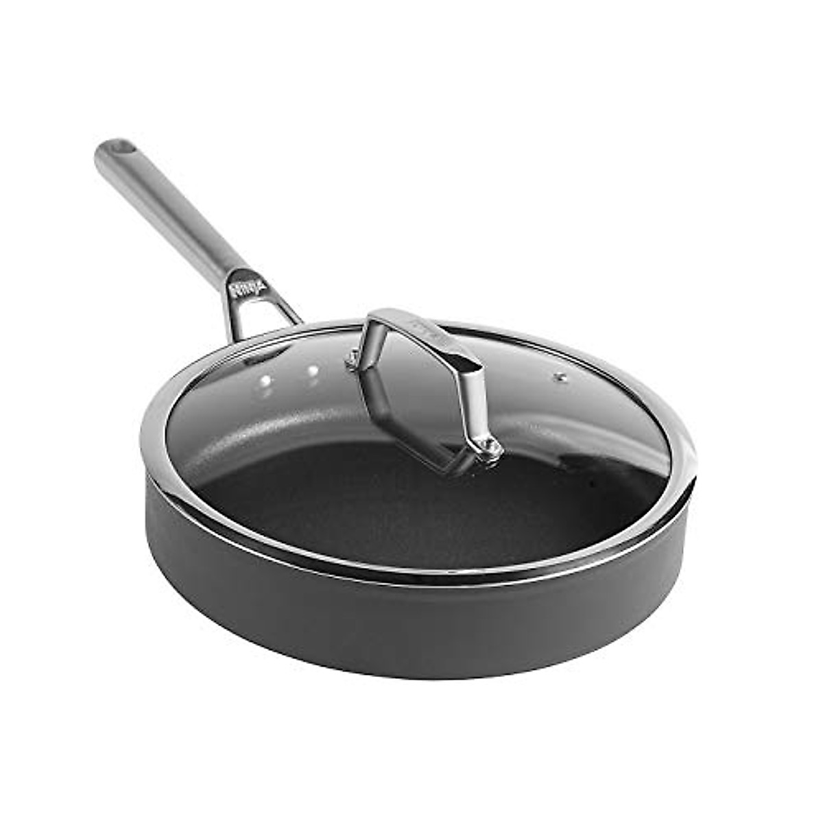 Ninja ZEROSTICK Premium Cookware 26cm Sauté Pan with Glass Lid, Long Lasting, Non-Stick, Hard Anodised Aluminium, Induction Compatible, Oven Safe to 260°C, Grey C30126UK