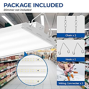 CINOTON 2FT 105W LED Shop Light with 14175LM,0-10V Dimmable Linear High Bay Lighting with 5000K,120-277V 135LM/W Commercial Hanging Lights for Garage Office Warehouse Workshop Factory UL Listed