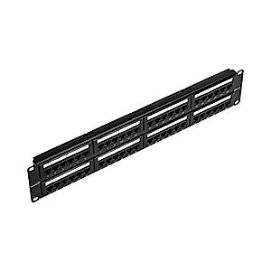 NavePoint 48-Port CAT6 Patch Panel,2U, Black