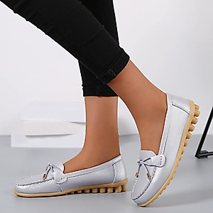 MLAGJSS Casual Walking Shoes Women Slip Walking Shoes Chunky Heel Pumps Womens Shoes Size 12 Gift for Women(0704A30 Silver,Size 8)