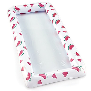 MSR Imports Inflatable Blow Up Ice Holder Rectangular Buffet and Salad Bar - Watermelon, White