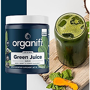 Organifi Green Juice - Organic Superfood Powder - 30-Day Supply - Organic Vegan Greens - Helps Decrease Cortisol - Provides Better Response to Stress - Supports Weight Control - Total Body Wellness