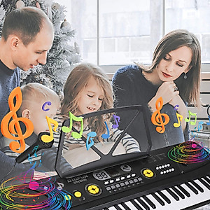 MUCH Electronic 61 keys Music Piano Keyboard Portable Digital With Built In Speakers Mic & Stand UPS/MP3 Input, Power Supply for Beginners (Kids&Boys,Girls Ages 3-12,Adults)