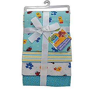 Sesame Street 4 Pack Flannel Receiving Blankets Multi Color, 28" X 28"