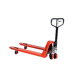 Mighty Lift ML55C Heavy Duty Pallet Jack Truck, Wheels, Polyurethane on Steel, 50" Height, 27" Width, 48" Length, 5500 lb. Load Capacity, Orange