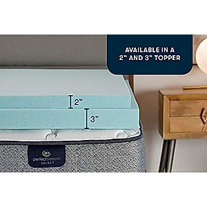 Serta ThermaGel Memory Foam Mattress Topper, King, Blue