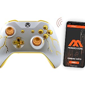 MODDEDZONE Rapid Fire Custom Standard Modded Controller compatible with Xbox One S/X 40 Mods for All Major Shooter Games (3.5 mm jack) (Gold Thunder)