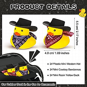 Set of 24 Cowboy Rubber Duck with Hat and Scarf, Mini Rubber Duckies Bath Party Toys Bathtub Toys Shower Birthday Swimming Party Favor, 2 Styles (Black)