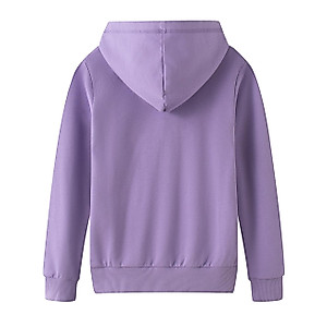 Spring&Gege Youth Solid Full Zipper Hoodies Soft Kids Hooded Sweatshirt for Boys and Girls, Lavender, Size 9-10 Years