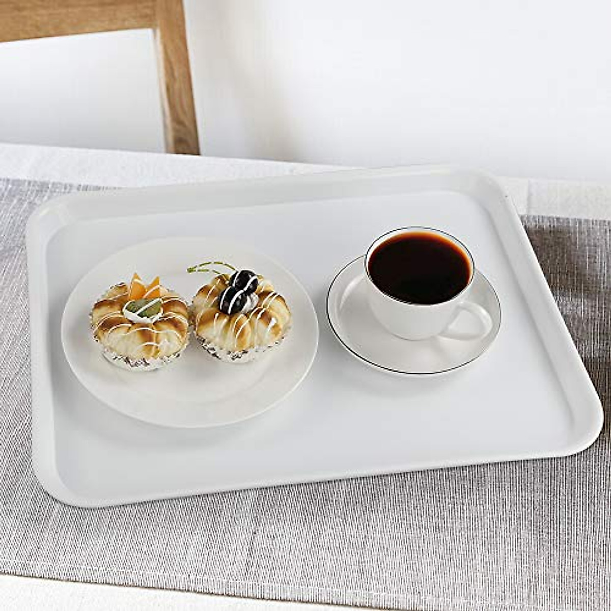 DynkoNA Fast Food Trays, Plastic Serving Tray, White, Set of 6