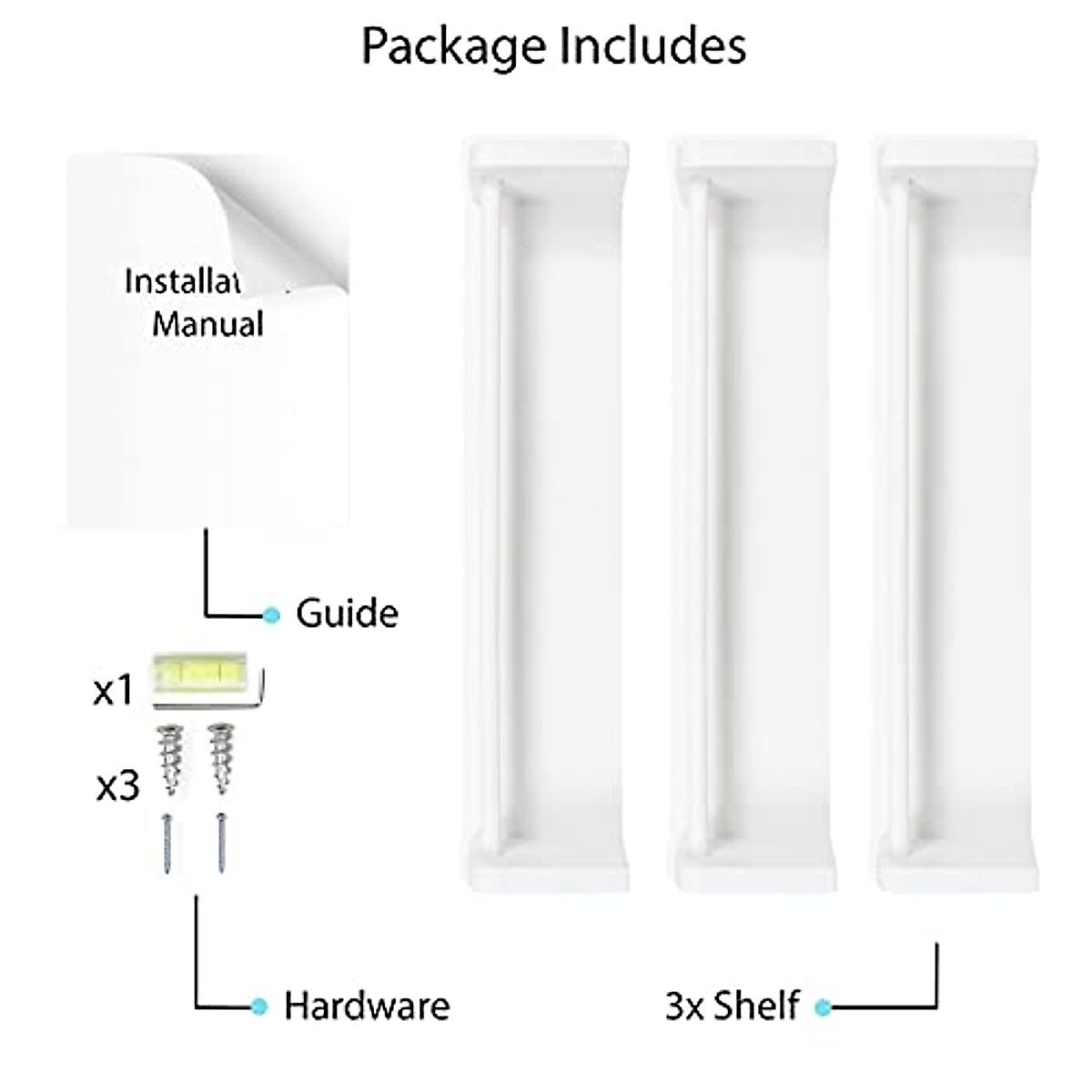 Brightmaison Nursery Book Shelves - Floating Wall Shelves – Baby, Kids, Nursery Wall Decor - Wall Mount Book Organizer Storage Ledge, Display Holder for Toys - Set of 3, Ships Assembled (White)