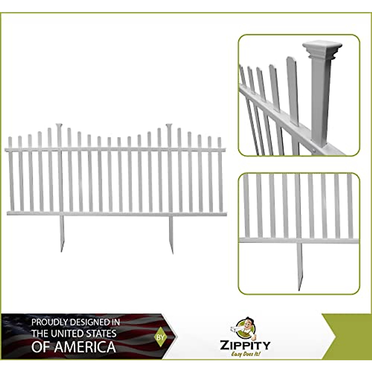 Zippity Outdoor Products ZP19018 (2 Panel) Vinyl Picket Kit, Manchester Fence, White